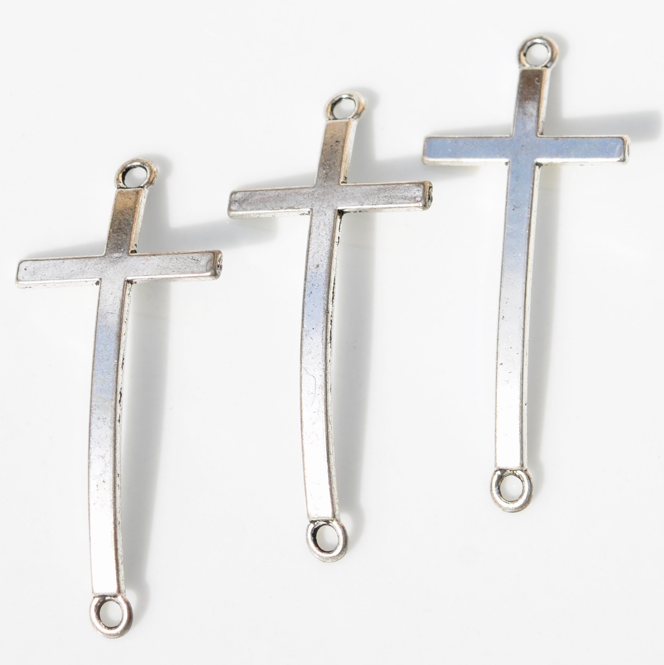 BULK 30 Cross Rounded Connector Silver Tone Charms SC6607 - Etsy