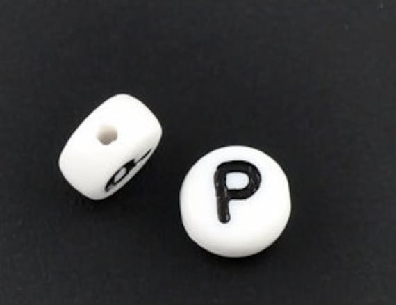 20 White Acrylic Letter P Beads 7mm Round Alphabet Beads - Etsy