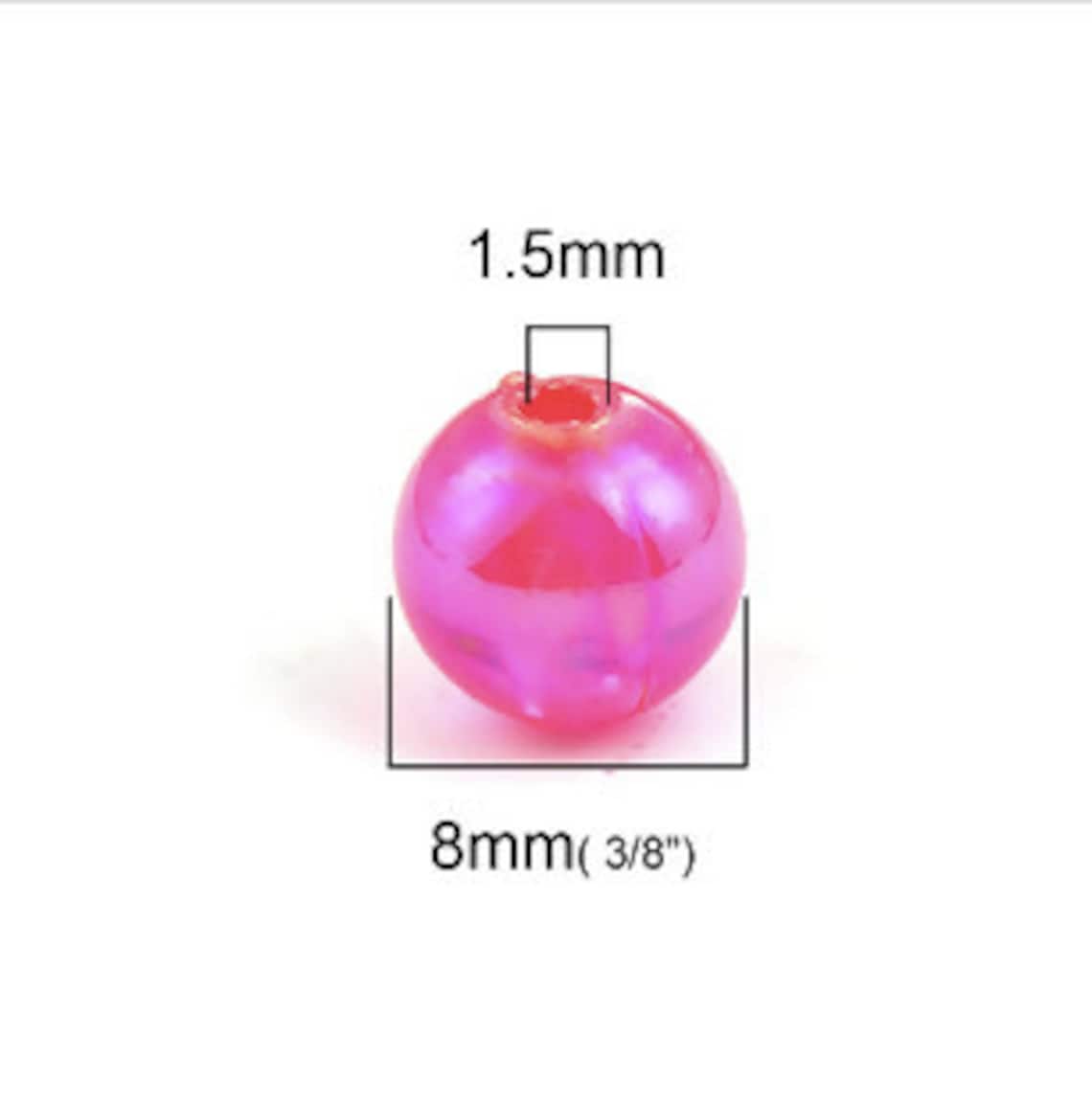 BULK 100 Dark Pink AB Acrylic Round 8mm Beads BD720 - Etsy