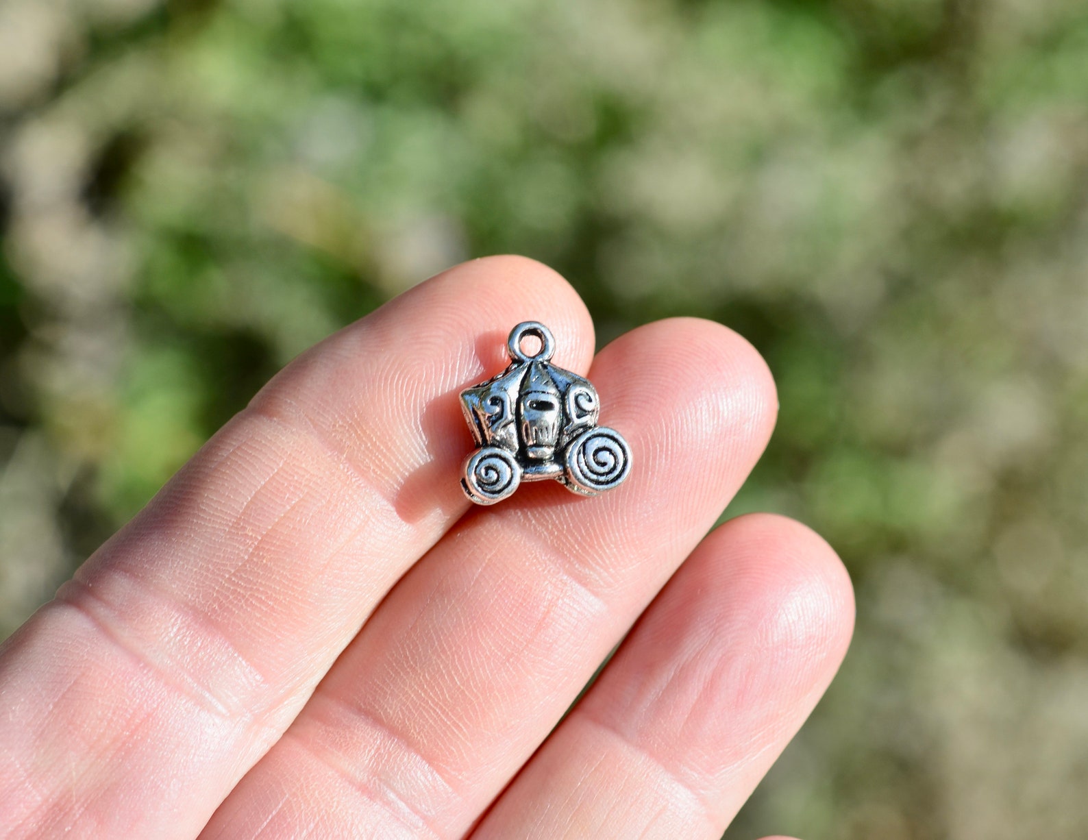 1 Pumpkin Chariot Silver Tone 3D Charm SC5173 - Etsy