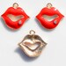 5 Red Enamel Lips With a Rhinestone Charms GC5406 - Etsy