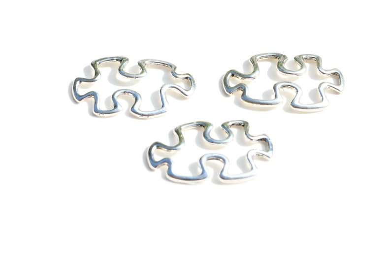 5 Puzzle Connector Piece Silver Tone Charms SC4260 - Etsy