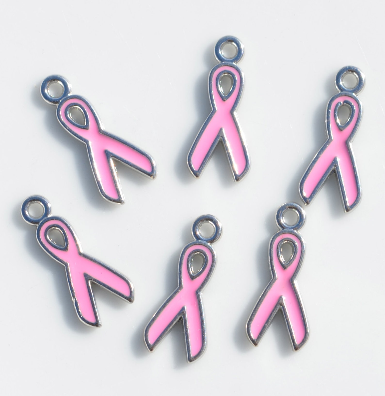 1 Pink Enamel Cancer Awareness Ribbon Charm SC2069 - Etsy