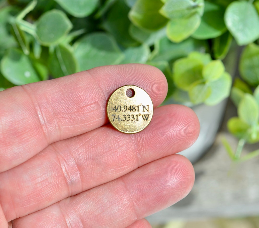 Personalized Coordinates Bronze Custom Laser Engraved Charm CC456 - Etsy