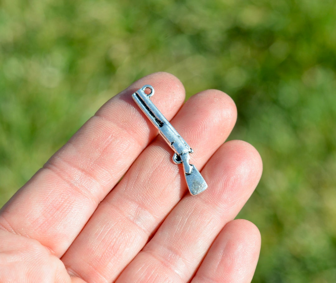 5 Rifle Gun 3D Antique Silver Tone Charms SC3958 - Etsy