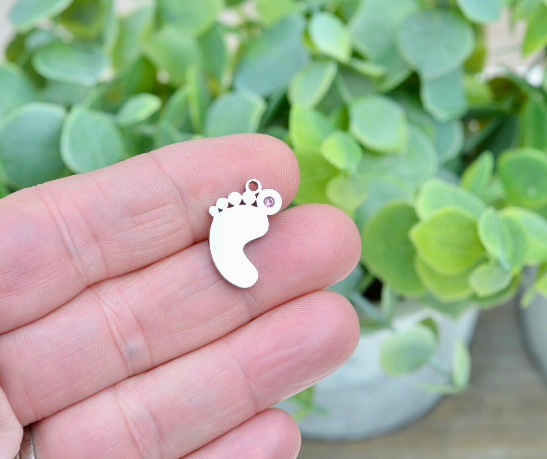 Stainless Steel Personalized Laser Engraved Foot With a Pink Rhinestone ...