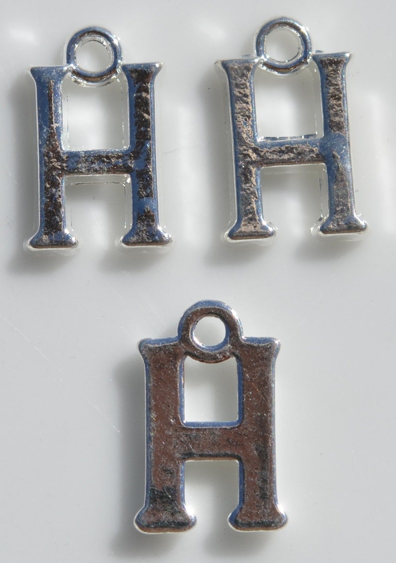 1 Letter H Silver Plated Charm SC3837 - Etsy
