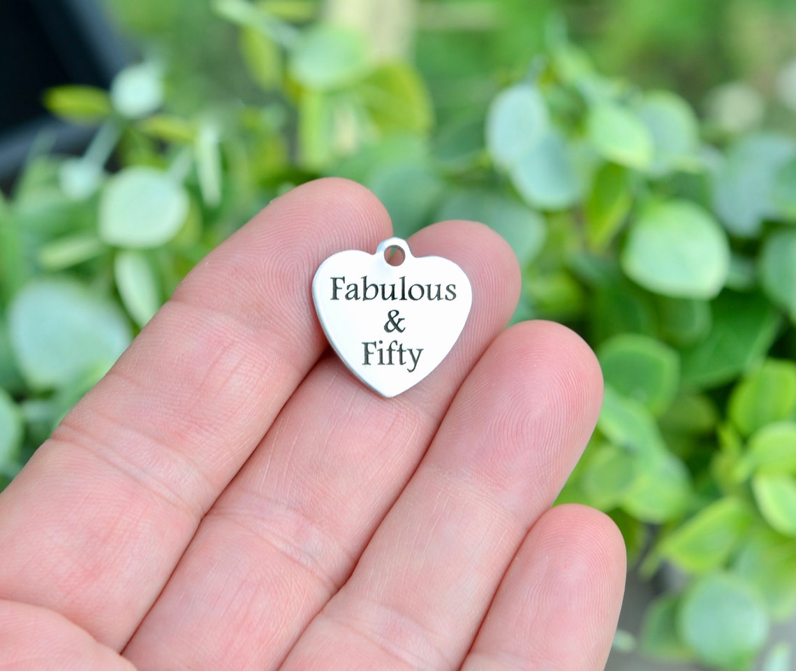 Fabulous & Fifty Laser Engraved Custom Stainless Steel Charm CC56 - Etsy