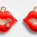 5 Red Enamel Lips With a Rhinestone Charms GC5406 - Etsy