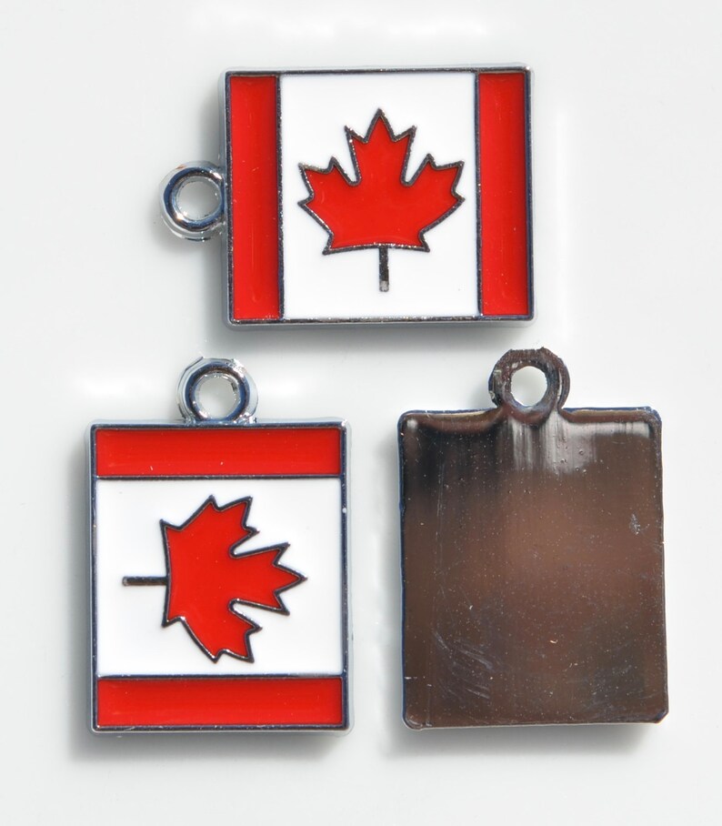 BULK 10 Canadian Flag Red and White Enamel Charms SC6528 - Etsy