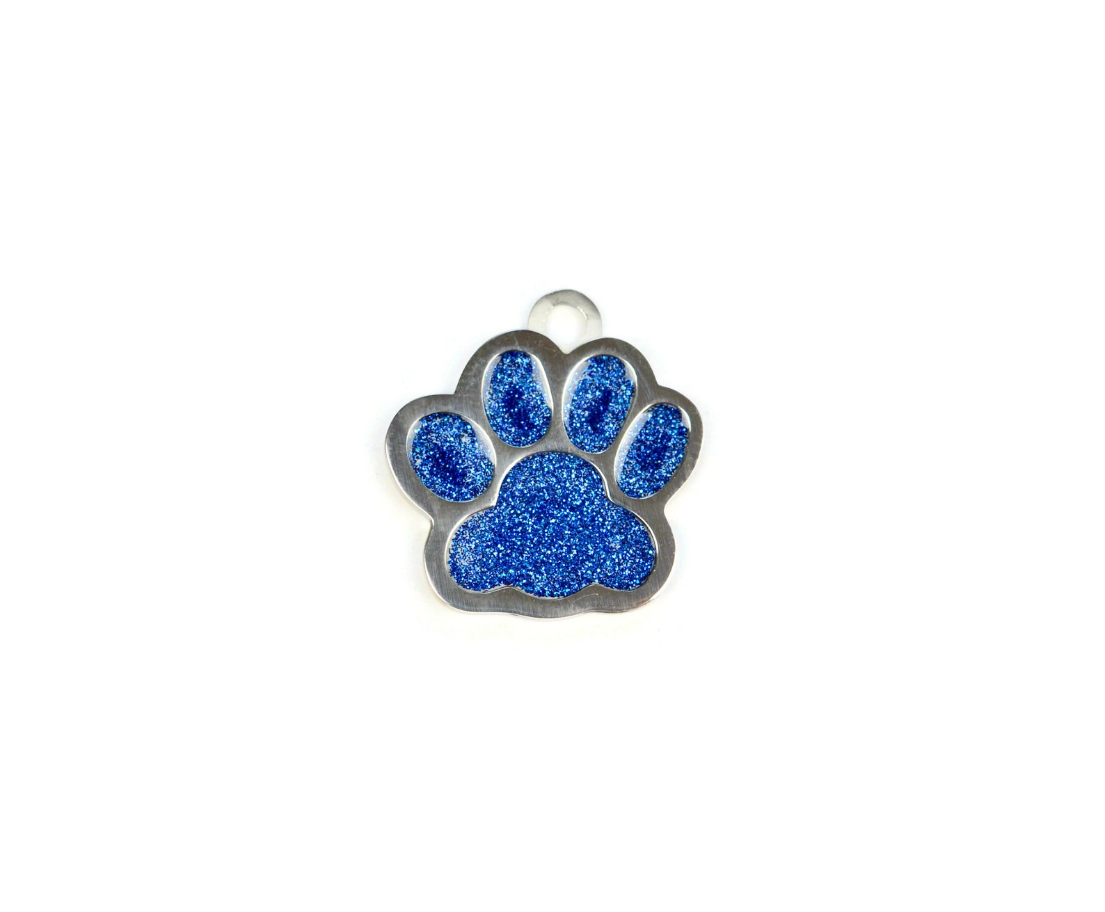 1 Personalized Blue Glitter Enamel Stainless Steel Dog Paw, Free ...