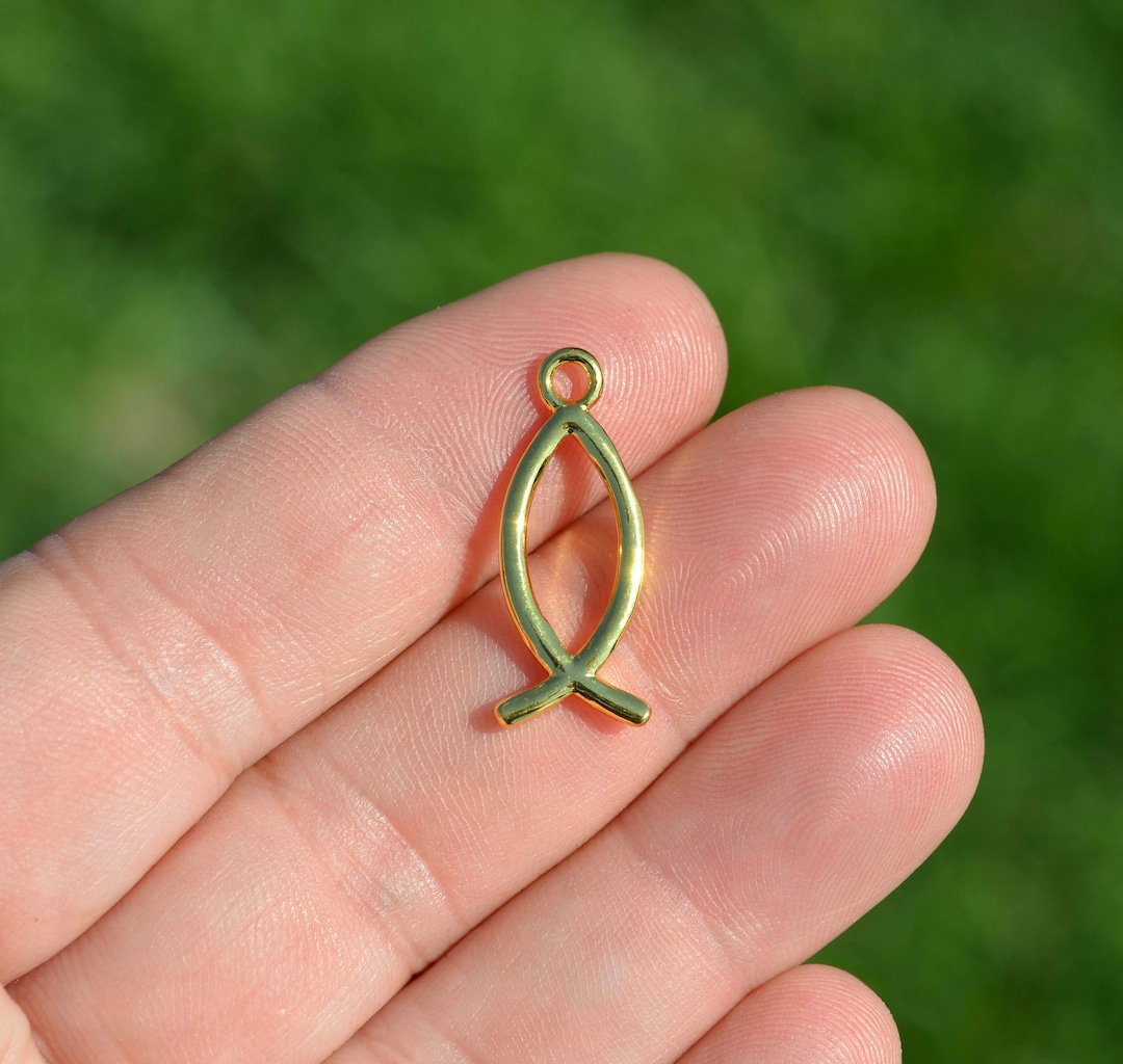 1 Ichthus, Christian Fish Gold Tone Charm GC1780 - Etsy