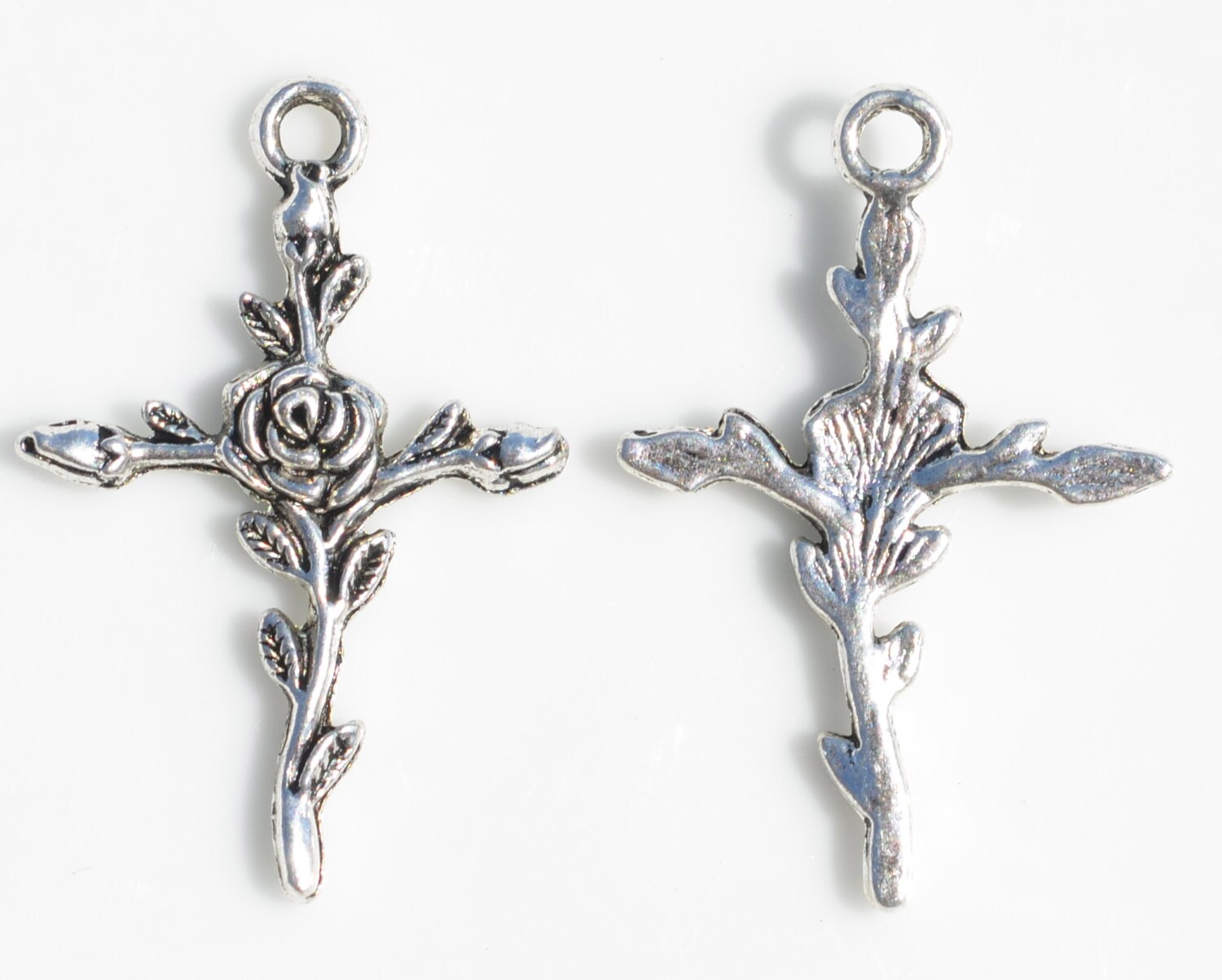 BULK 20 Flowered Cross Silver Tone Charms SC1810 - Etsy