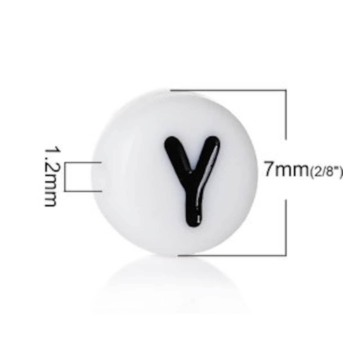 20 White Acrylic Letter Y Beads, 7mm Round Alphabet Beads BD1115 - Etsy