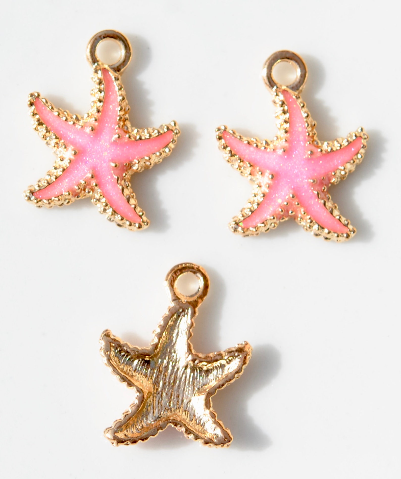 5 Starfish Gold Tone and Pink Enamel Charms GC6542 - Etsy