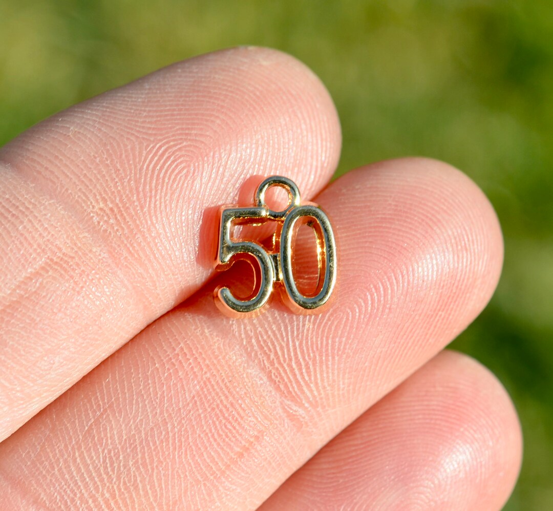 5 Number 50 Gold Tone Charms GC1868 - Etsy