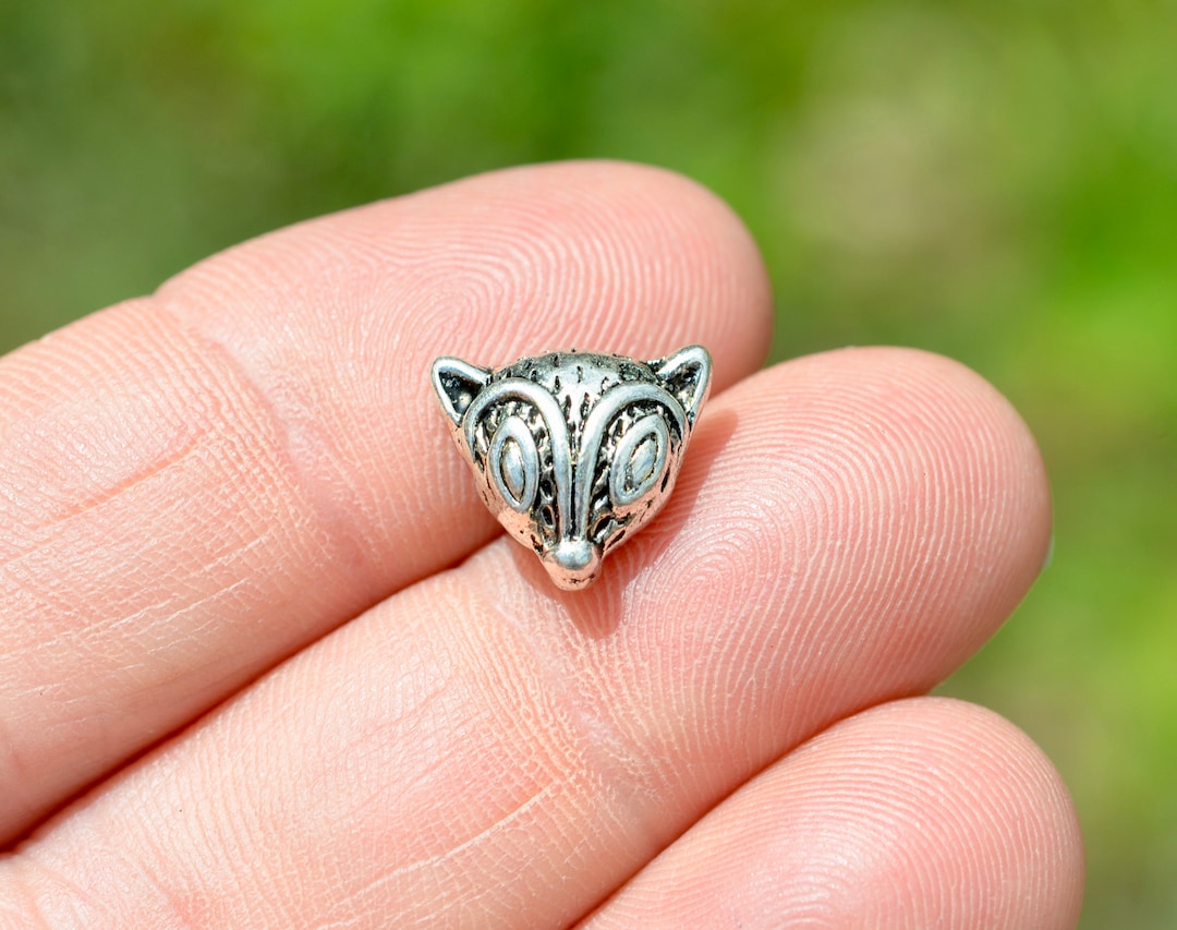 10 Fox Silver Tone Beads BD830 - Etsy