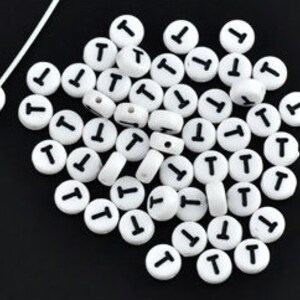 20 White Acrylic Letter T Beads, 7mm Round Alphabet Beads BD228 - Etsy