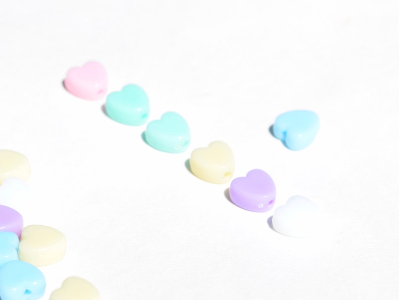 BULK 100 Assorted Mix Colored Acrylic 8mm Heart Beads BD743 | Etsy