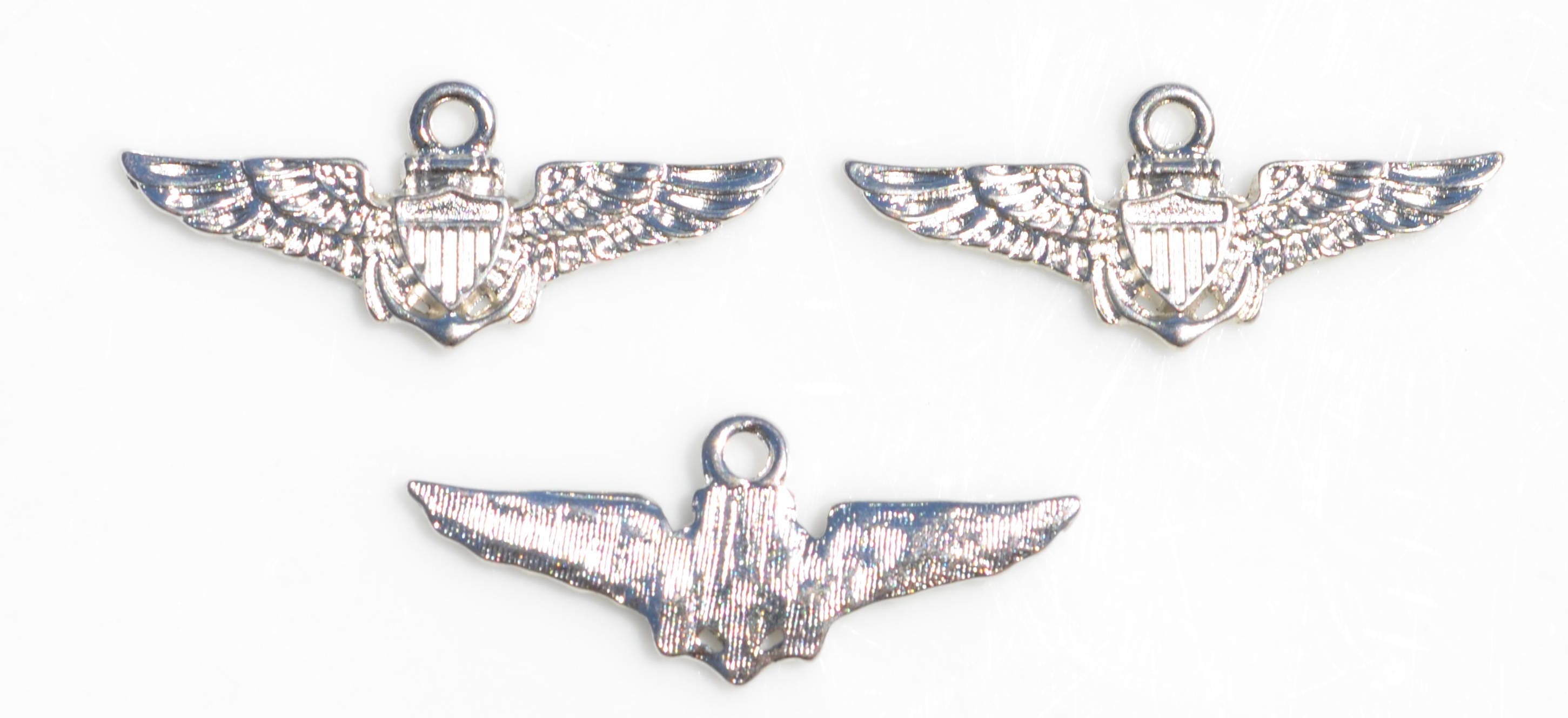 BULK 20 Aviator Wing Silver Tone Charms SC5140 | Etsy