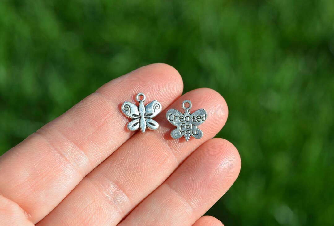 BULK 50 Butterfly Charms With Created for You in Silver Tone SC1405 - Etsy