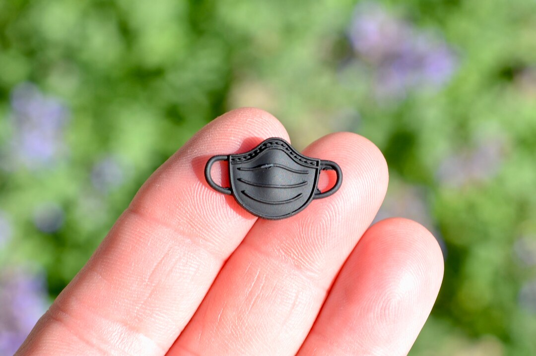 5 Black Face Mask 3D Silver Tone Charms SC3714 - Etsy