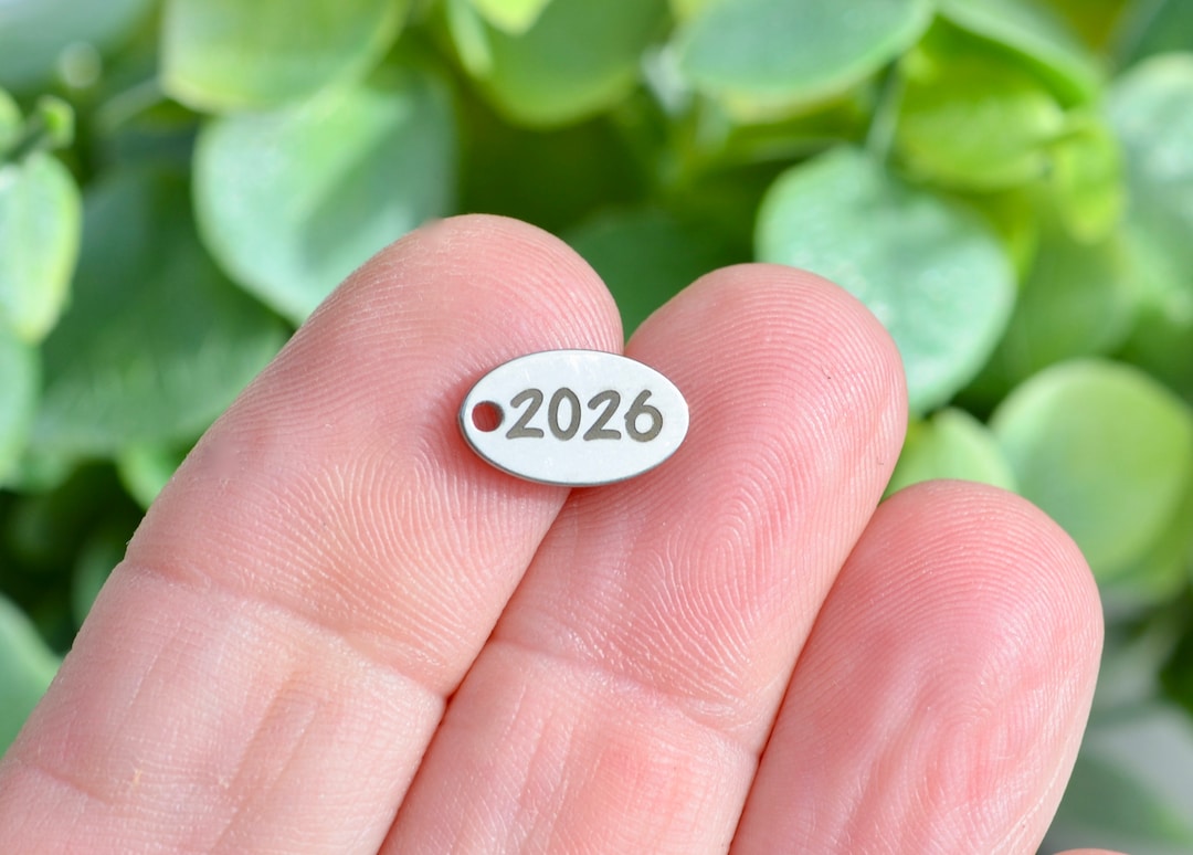 Year 2026, Stainless Steel Custom Laser Engraved Oval Charm CC207 - Etsy