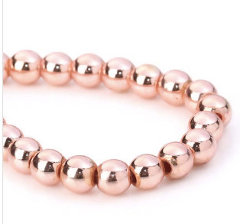 1 Strand Rose Gold Plated Hematite 7mm Round Beads BD1001 - Etsy