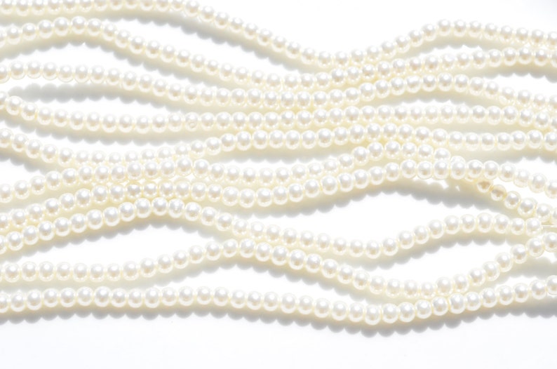 1 Strand Light Ivory Color Glass Pearl Beads 4mm BD798 - Etsy