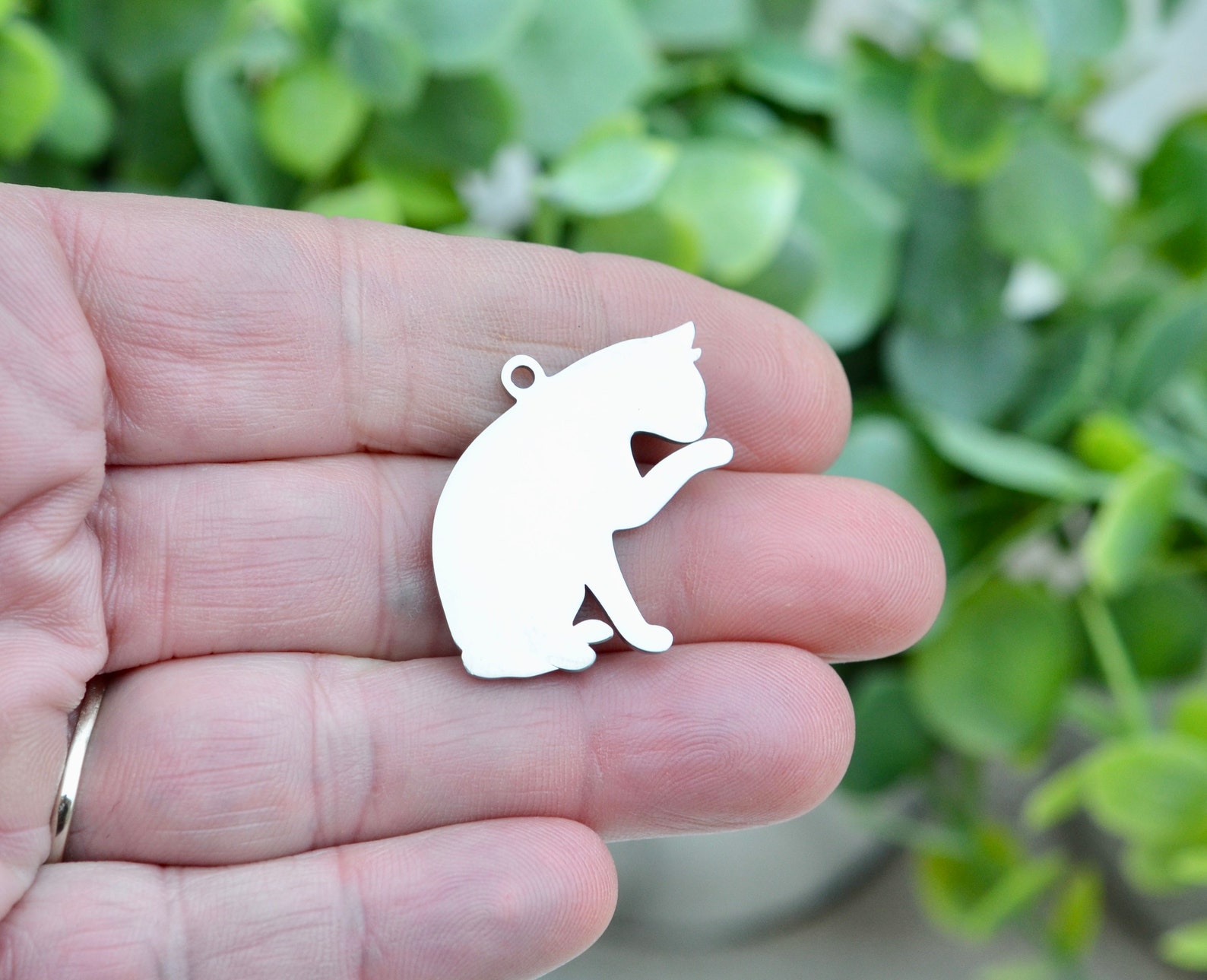 Stainless Steel Cat Custom Laser Engraved Charm EB150E - Etsy