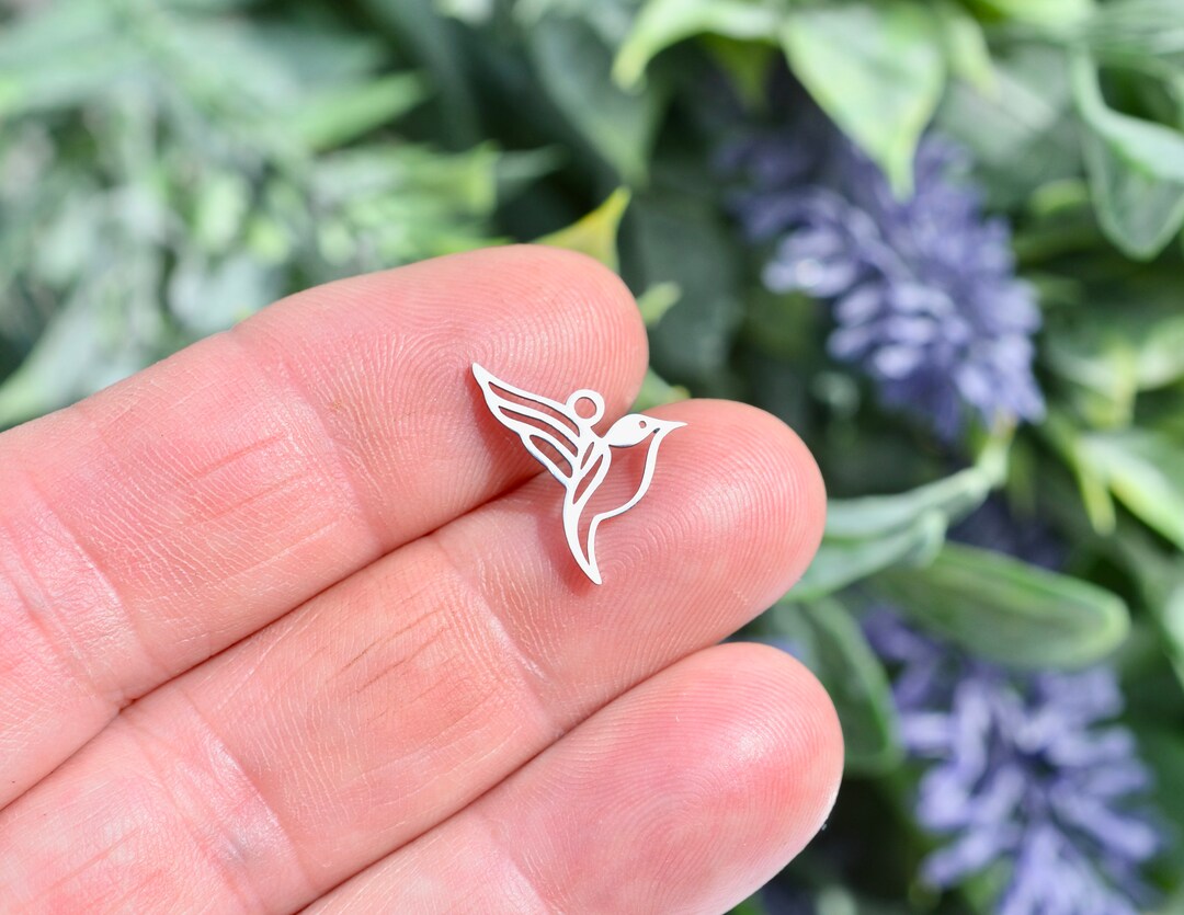 BULK 10 Hummingbird Stainless Steel Charms SC6770 - Etsy