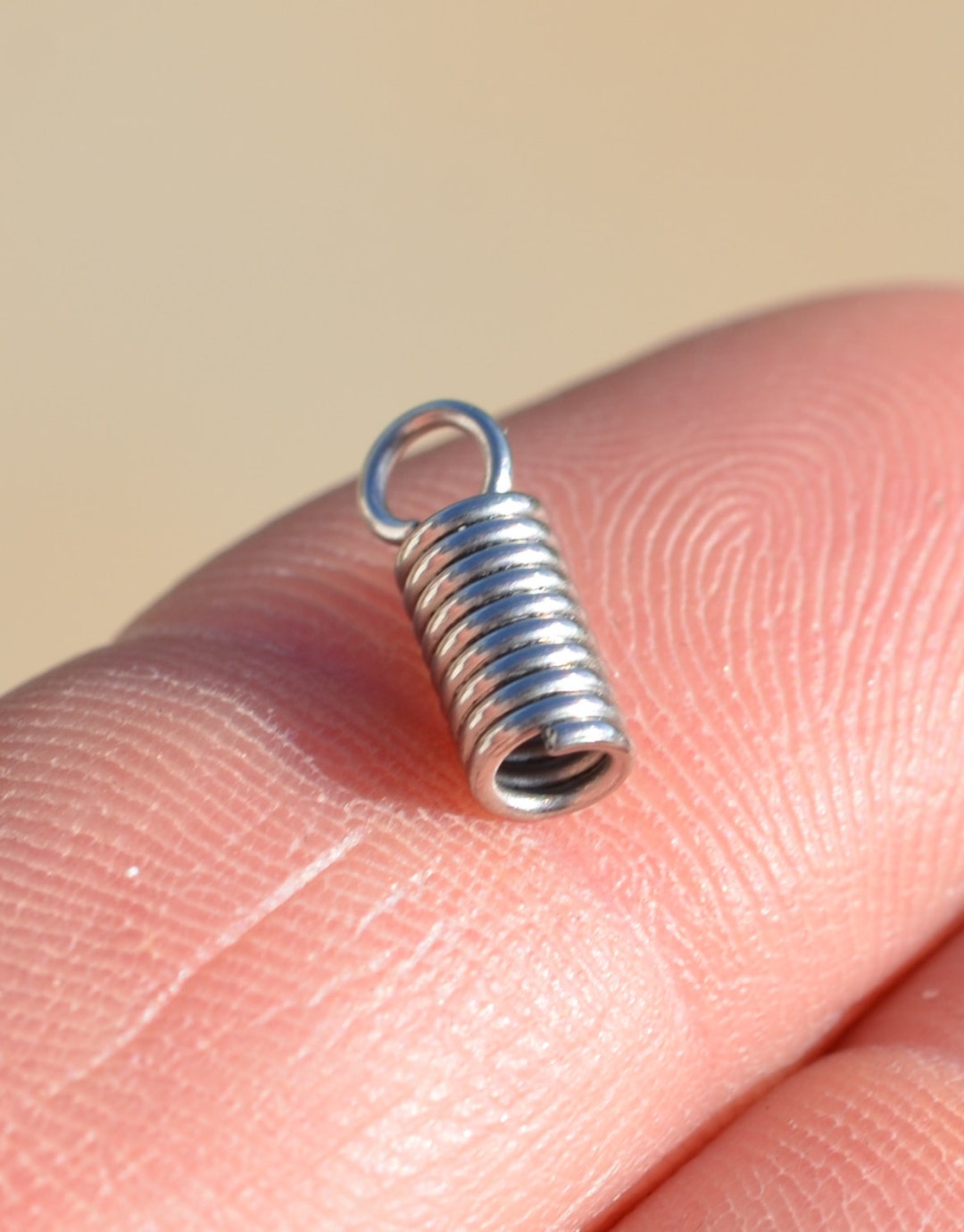 10 Stainless Steel Necklace Cord End Tip, Spring Shape F533 - Etsy