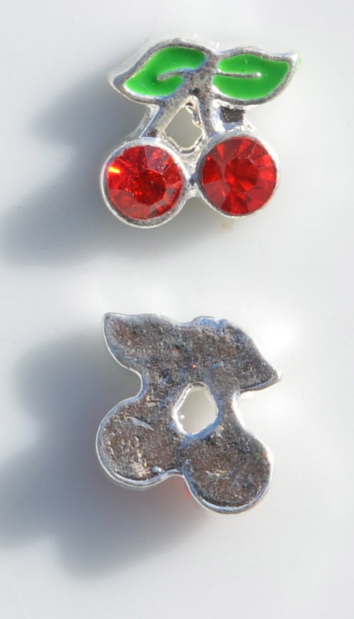 1 Memory Locket Red Rhinestone Cherries Charm FL182 - Etsy