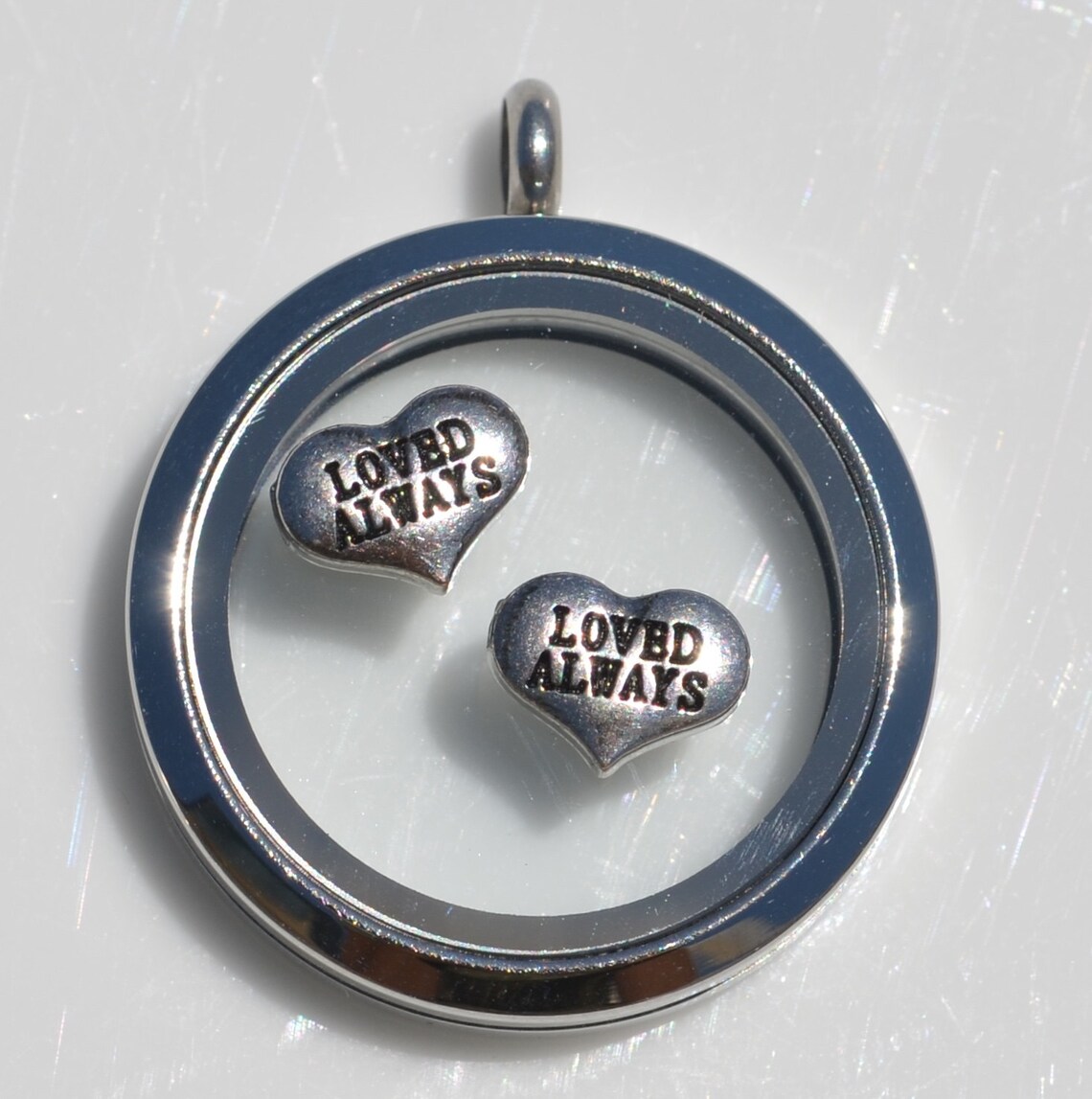 1 Memory Locket Loved Always Heart Charm FL296 - Etsy