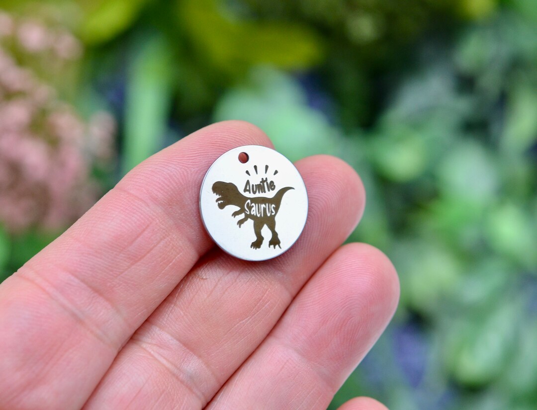 Auntie Saurus Dinosaur Laser Engraved Custom Charm CC1107 - Etsy
