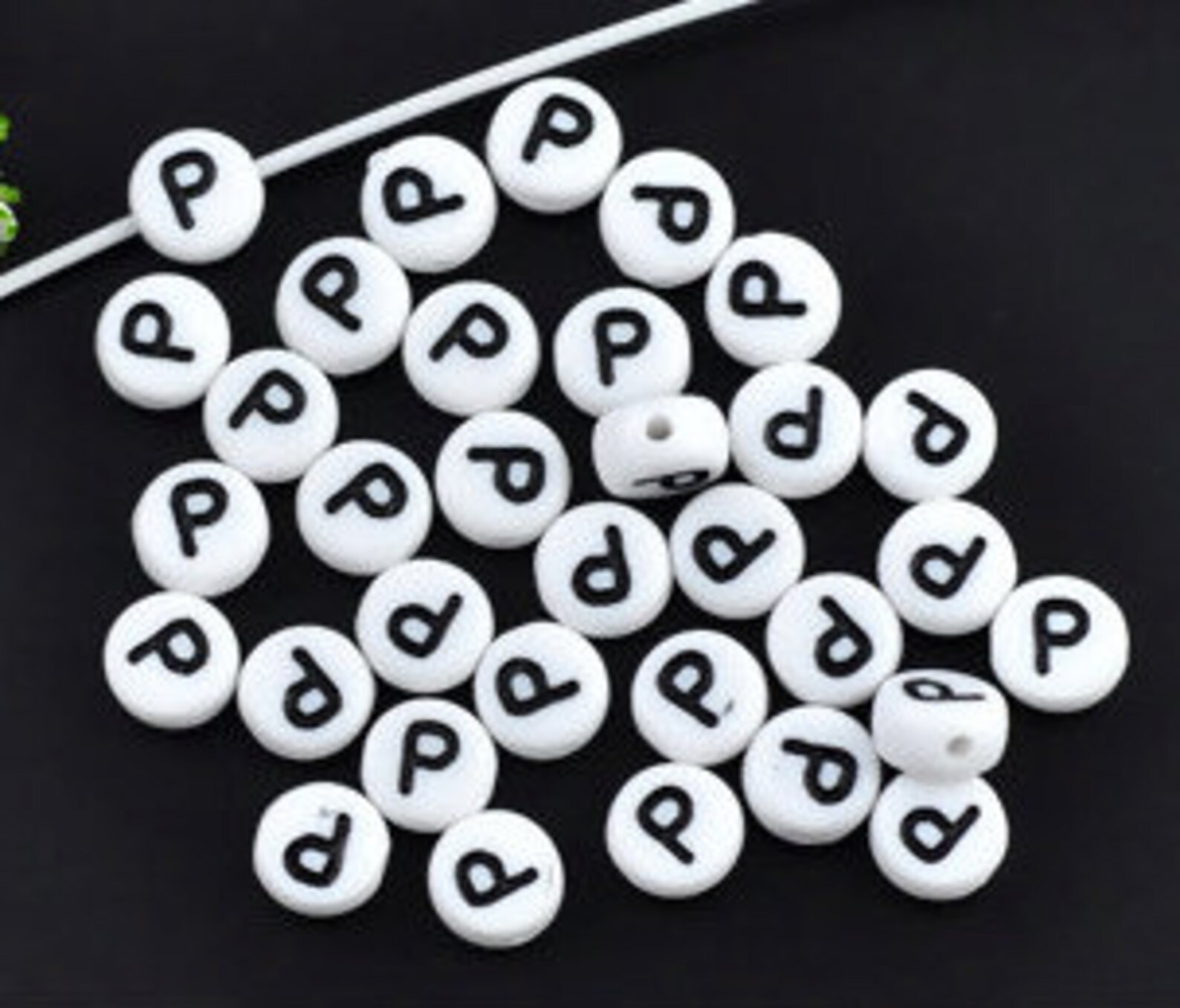 20 White Acrylic Letter P Beads, 7mm Round Alphabet Beads BD1050 - Etsy