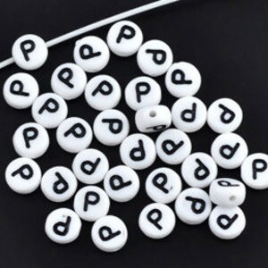 20 White Acrylic Letter P Beads, 7mm Round Alphabet Beads BD1050 - Etsy