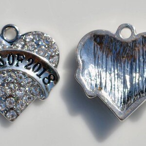 1 Class of 2018 Silver Tone Rhinestone Heart Charm SC6258 - Etsy