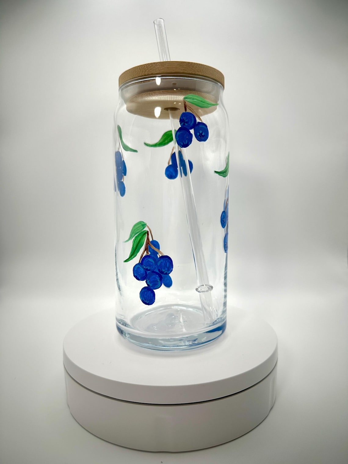 Hand Painted Blueberry Drinking Glass - Etsy