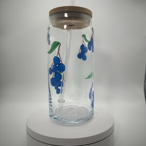 Hand Painted Blueberry Drinking Glass - Etsy