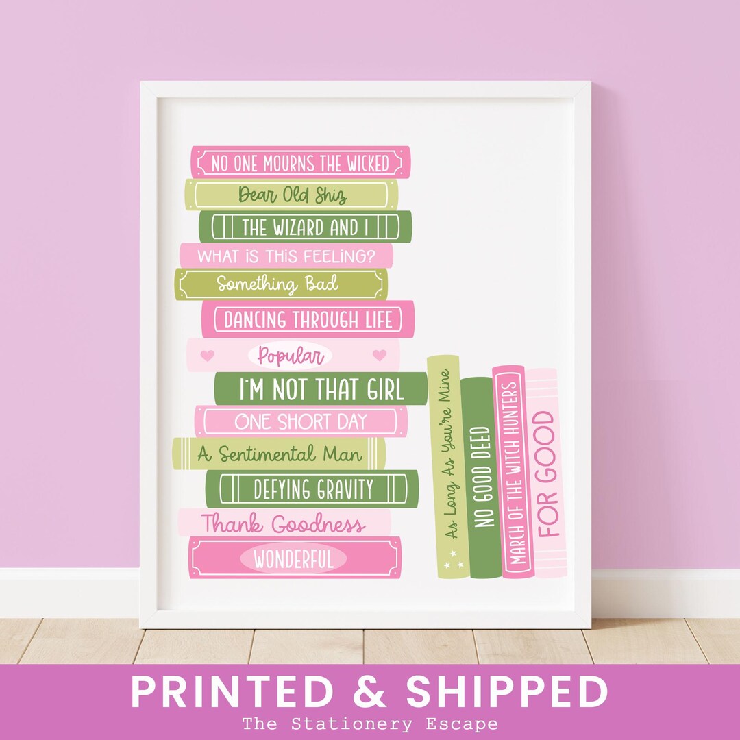 Pink & Green Witch Book Stack Art Print, Bookish Prints, Broadway Art ...