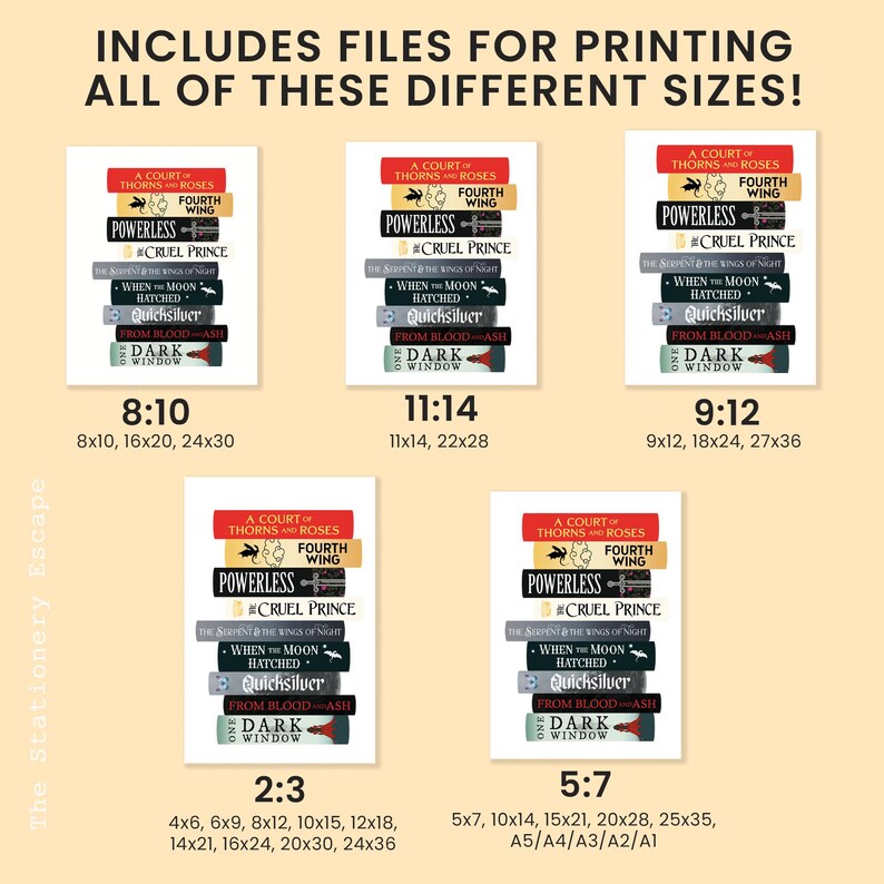 Romantasy Book Stack Digital Art Print, Fantasy, Romance, Bookish ...
