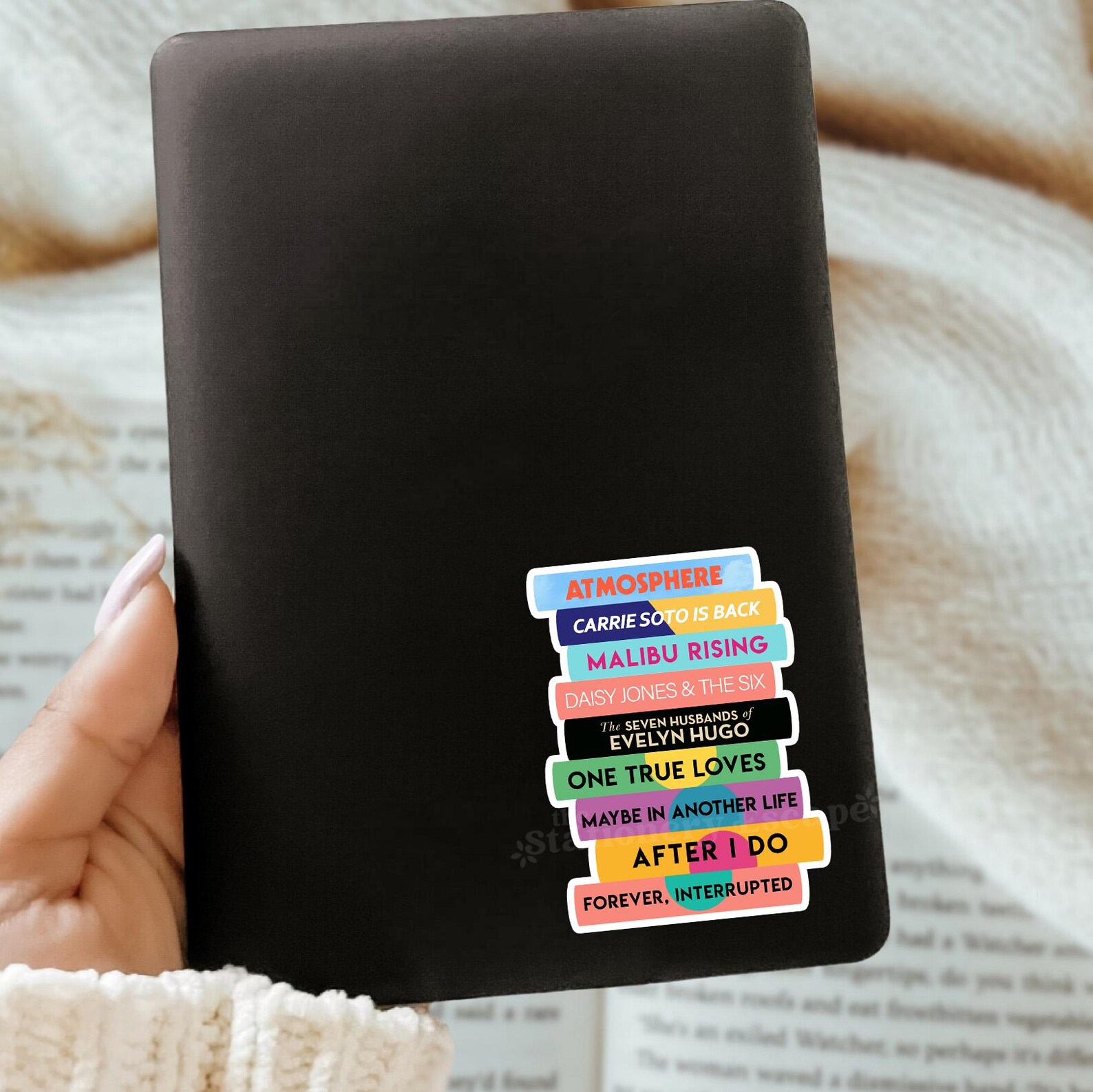 Taylor Jenkins Reid Book Stack Sticker, Bookish Sticker, Kindle Decal ...