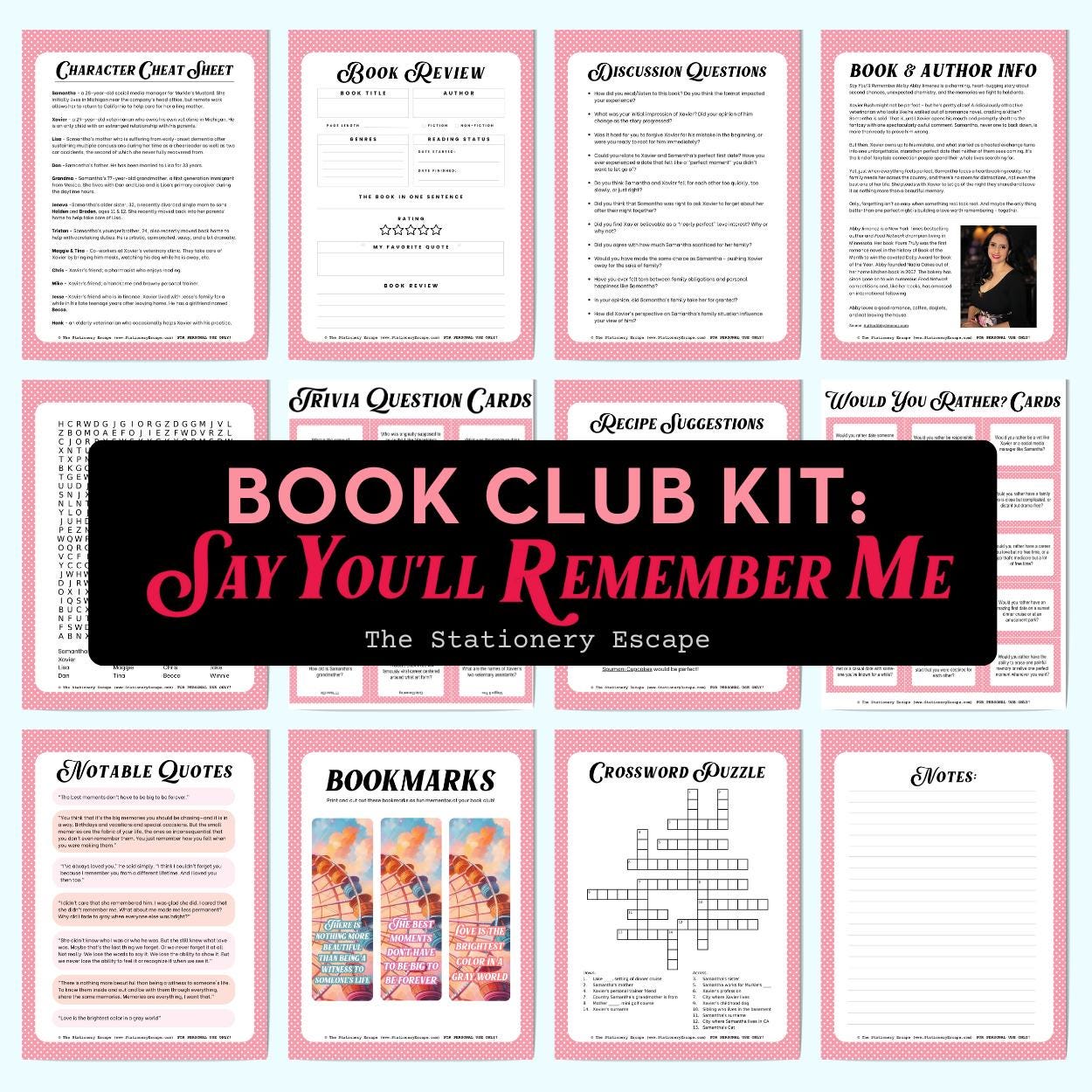 The Ultimate Book Club Kit: Say You'll Remember Me, Abby Jimenez, Book ...
