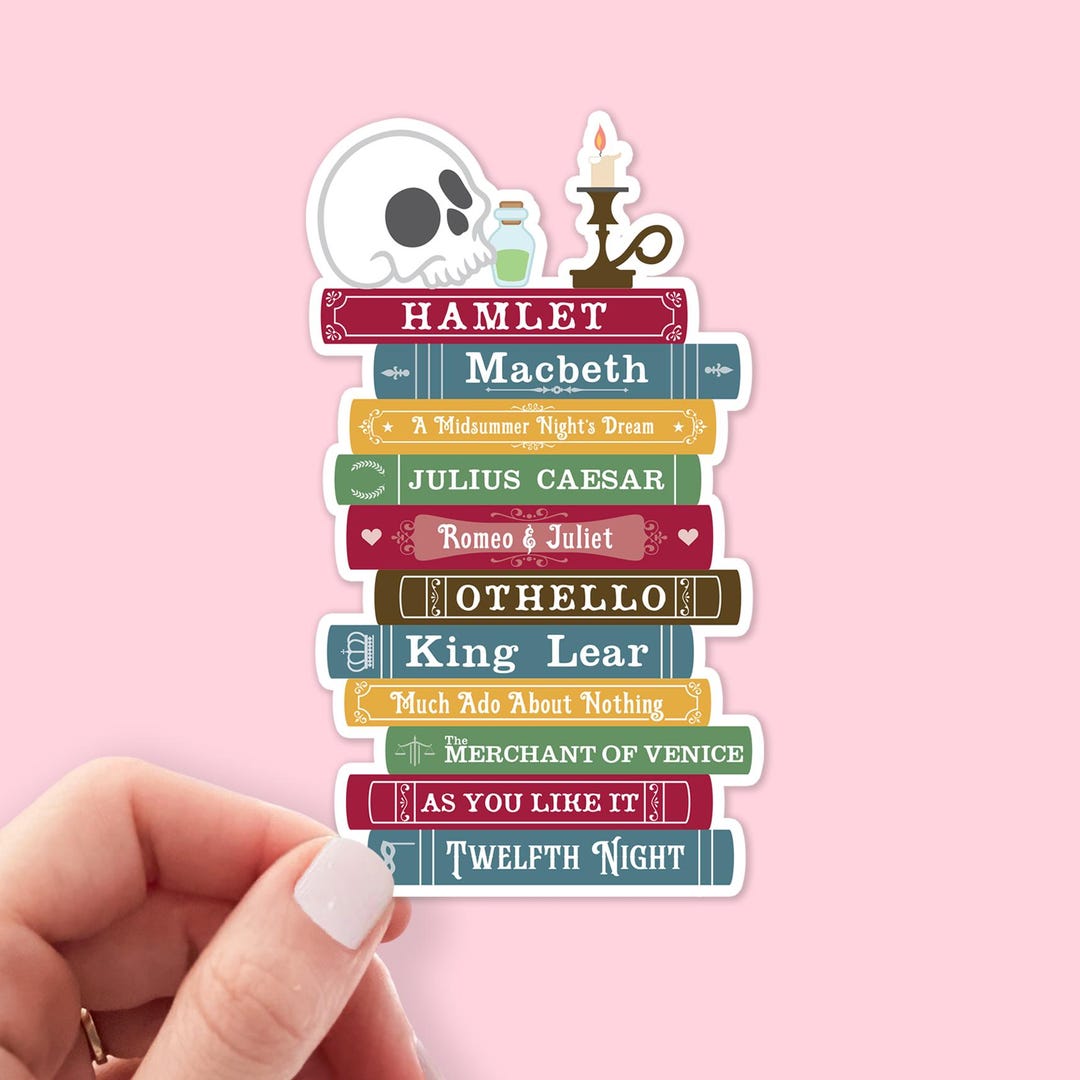 Shakespeare Book Stack Sticker, Bookish Sticker, Kindle Decal, Gifts ...