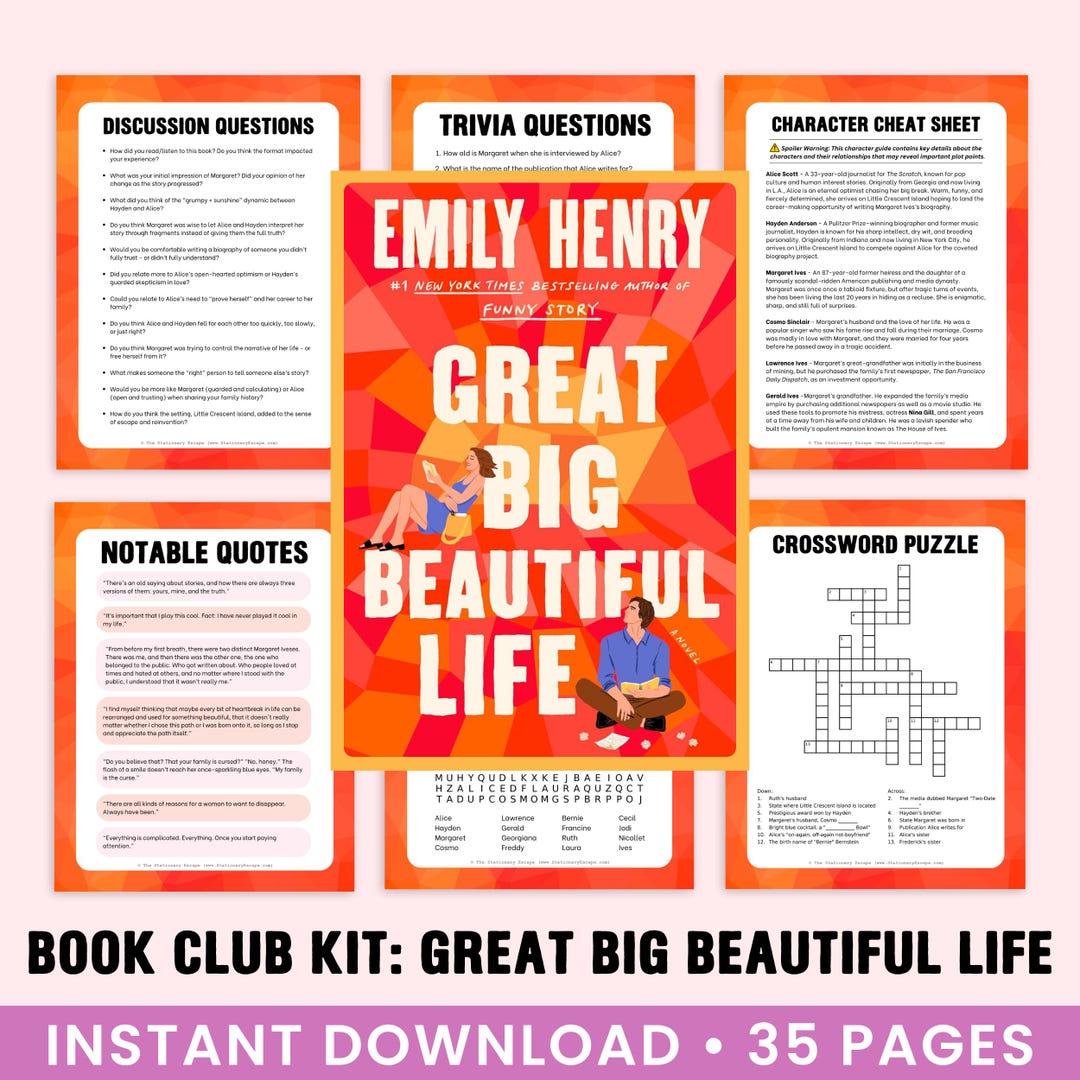 The Ultimate Book Club Kit: Great Big Beautiful Life, Emily Henry, Book ...