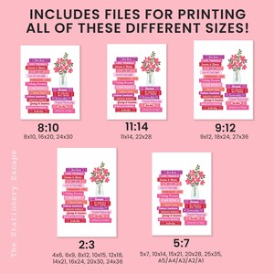 Romance Tropes Book Stack Digital Art Print, Bookish Wall Art ...