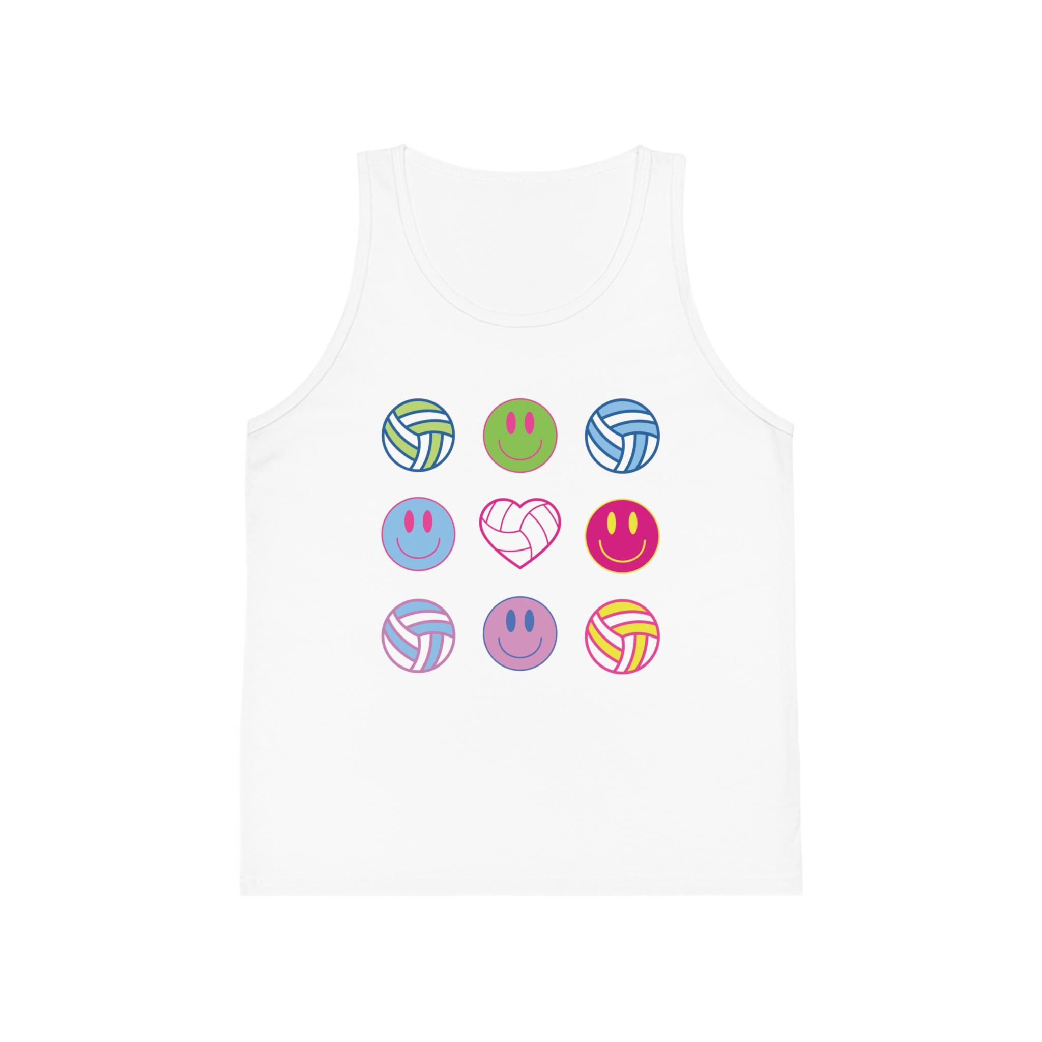 Kids Tank Top, Volleyball Smiley Face Tank for Young Athletes, Youth ...