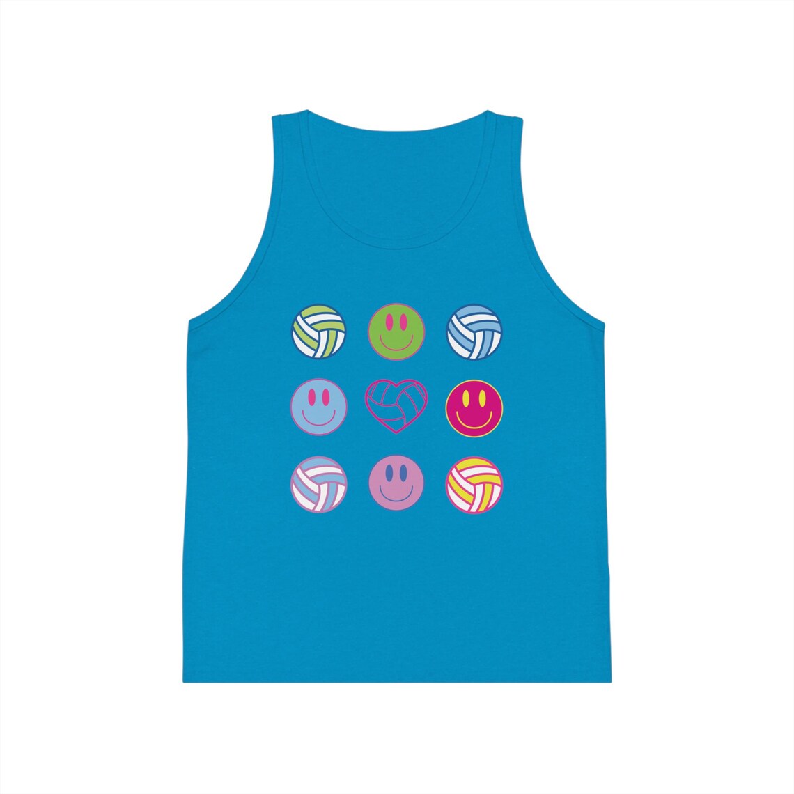 Kids Tank Top, Volleyball Smiley Face Tank for Young Athletes, Youth ...
