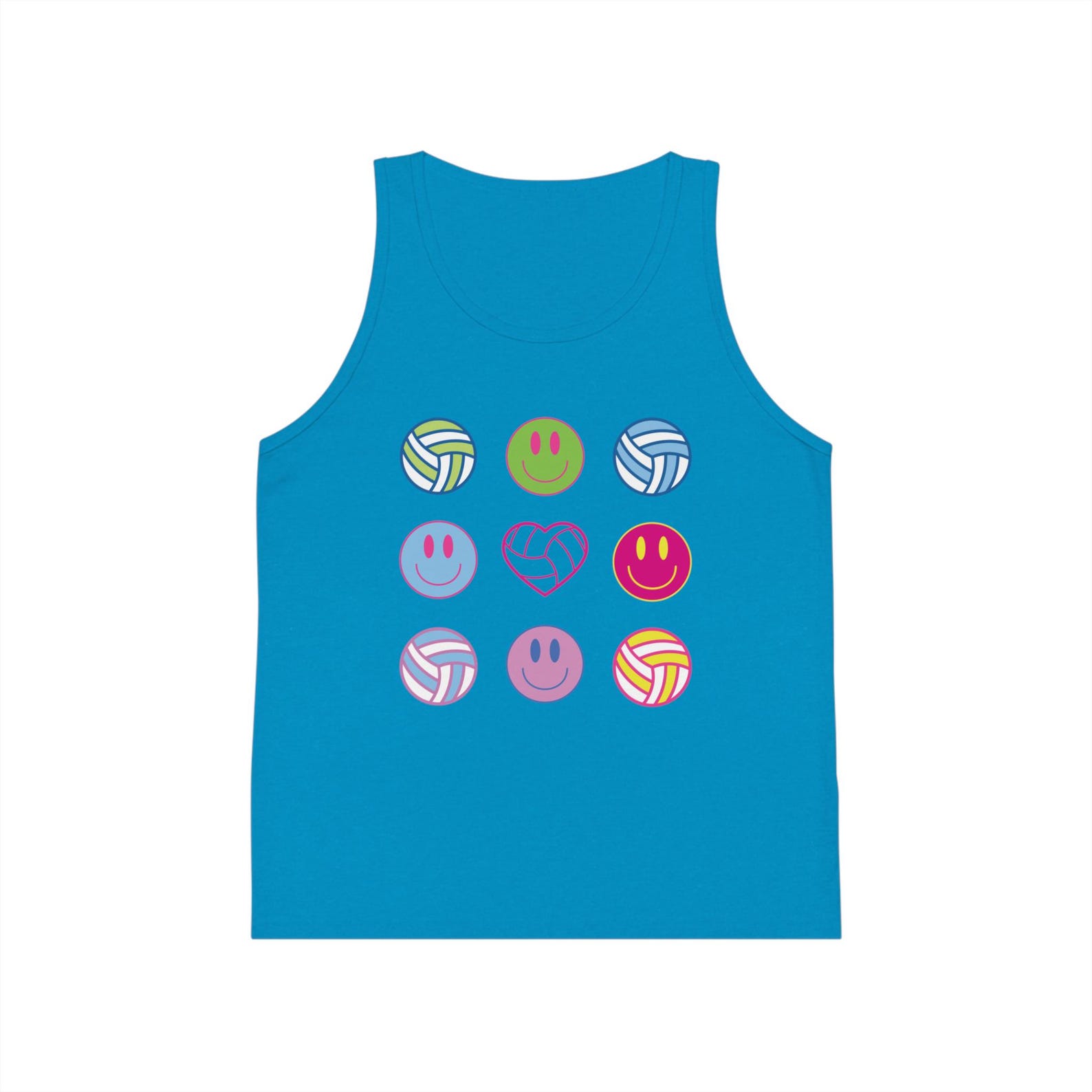 Kids Tank Top, Volleyball Smiley Face Tank for Young Athletes, Youth ...